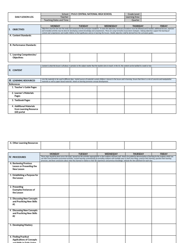 Daily Lesson Log | PDF