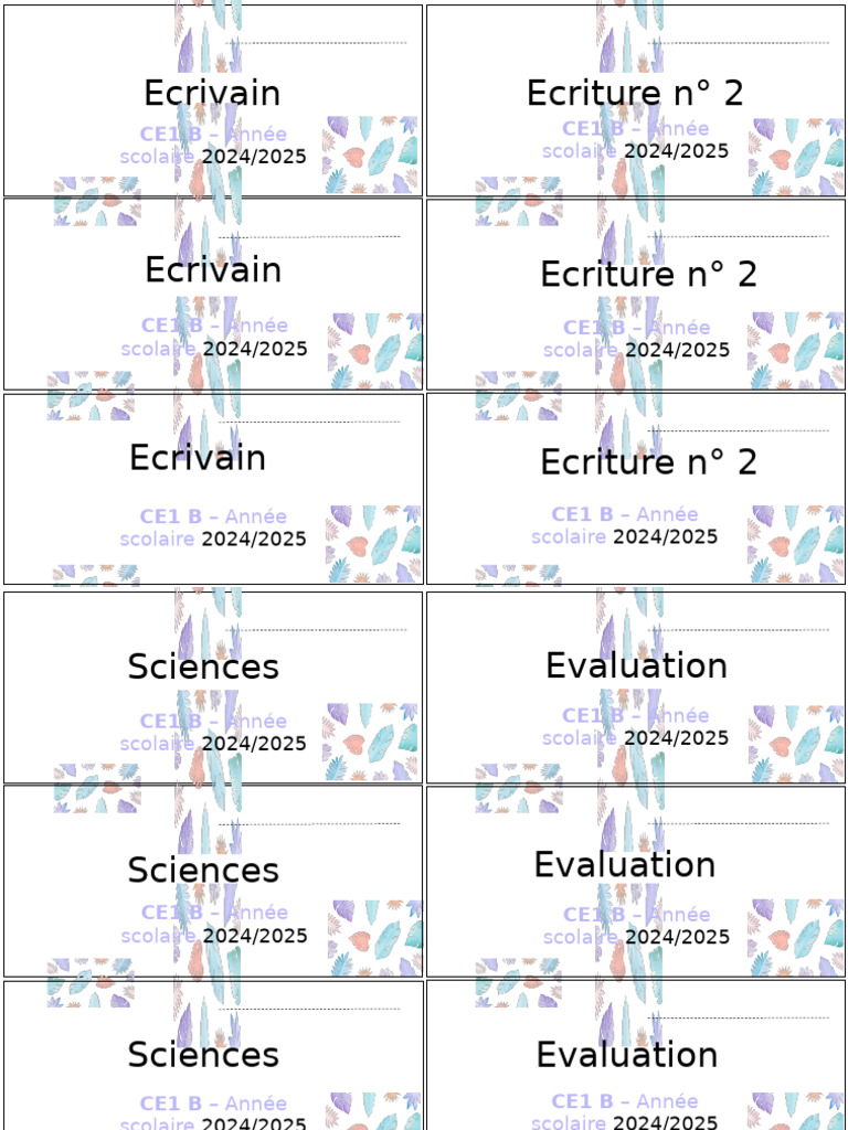 Pages de garde ce1 B | PDF