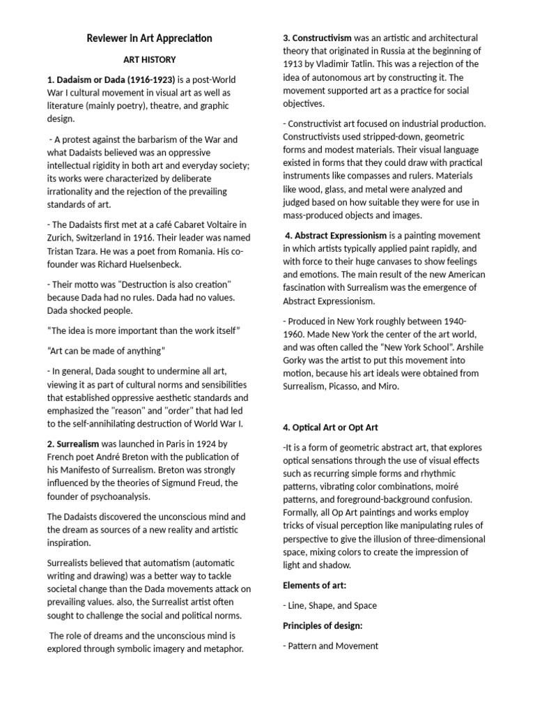 Reviewer in Art Appreciation | PDF