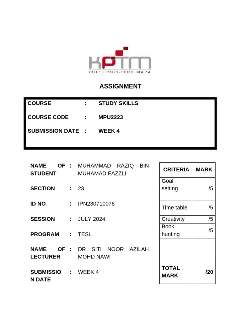 Assessment Cover | PDF