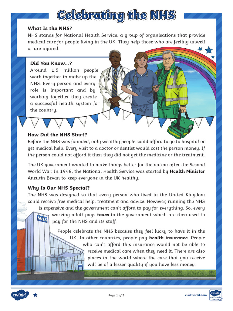 UKS2 Celebrating The NHS Differentiated Reading Comprehension Activity ...