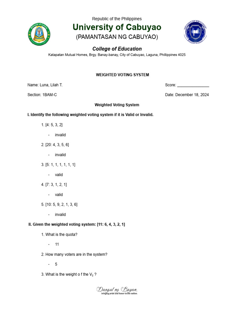 LUNA - Weighted Voting System | PDF