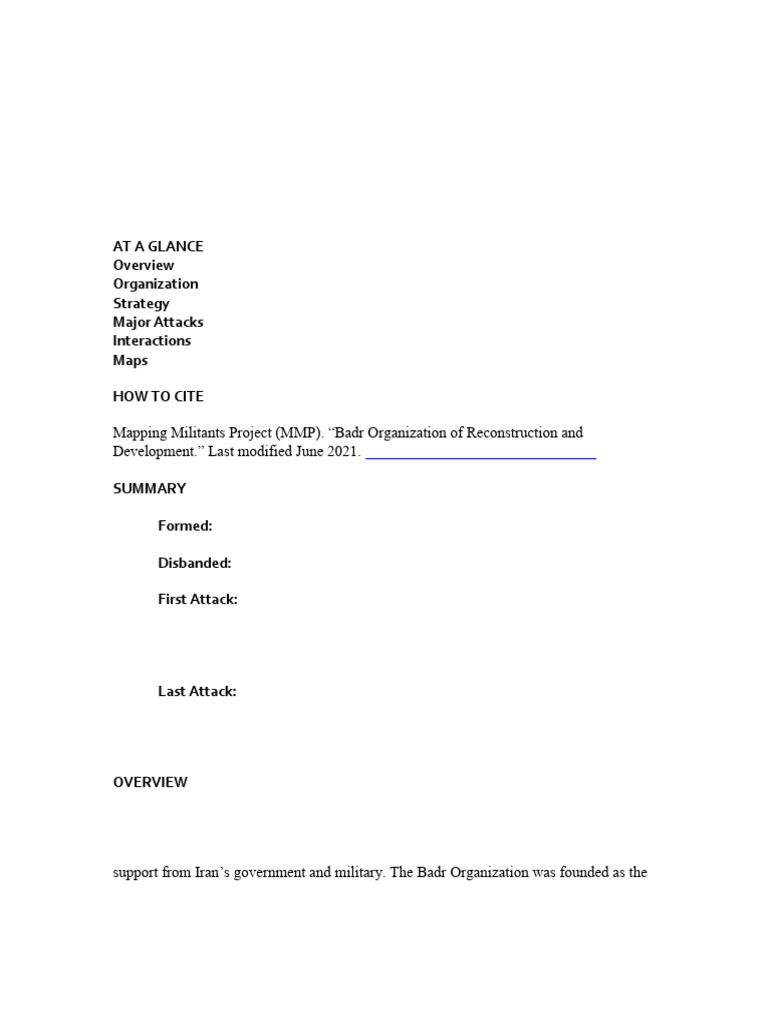 Badr Organization of Reconstruction and Development | PDF | Popular ...