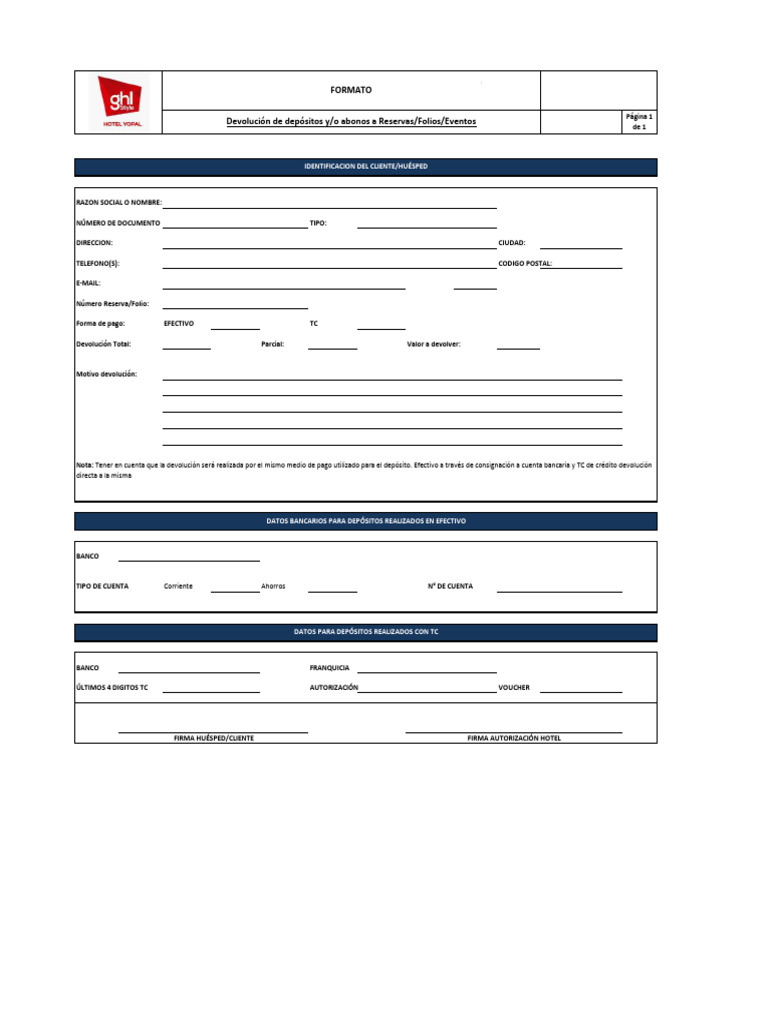 Formato Solicitud Devoluciones | PDF