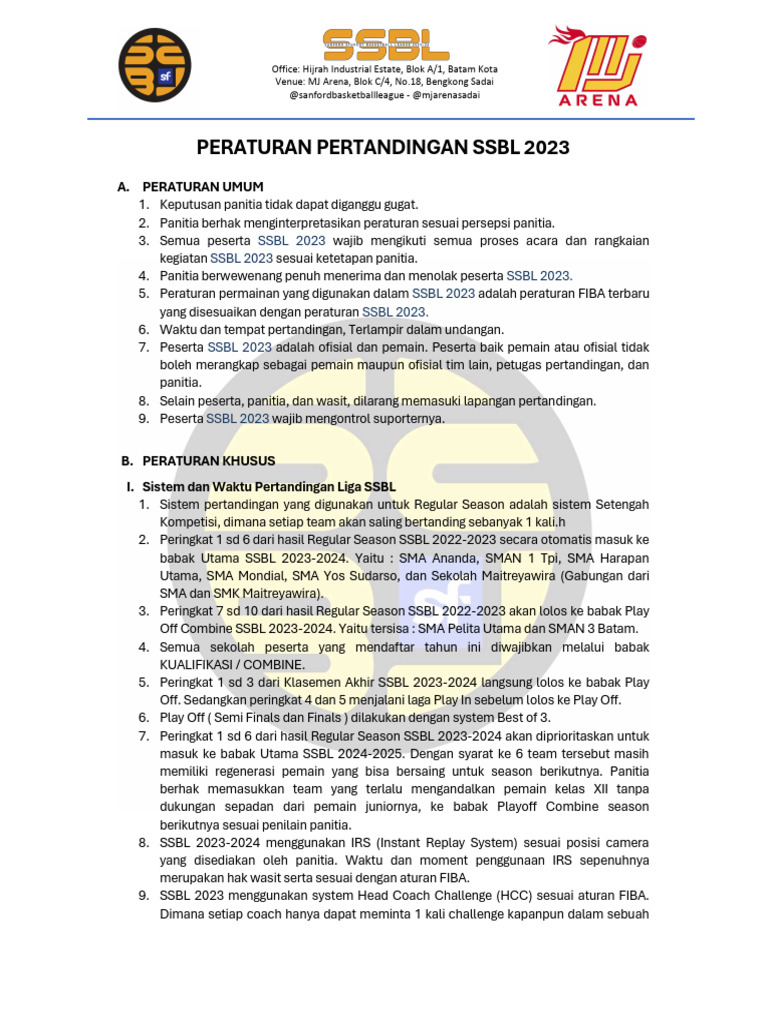 PERATURAN SSBL 2023 Rev3 | PDF