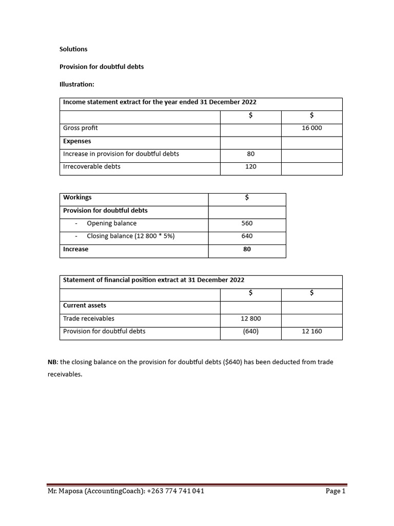 Solutions - IGCSE Preparation of financial statements sole trades | PDF Solutions - IGCSE Preparation of financial statements sole trades | PDF