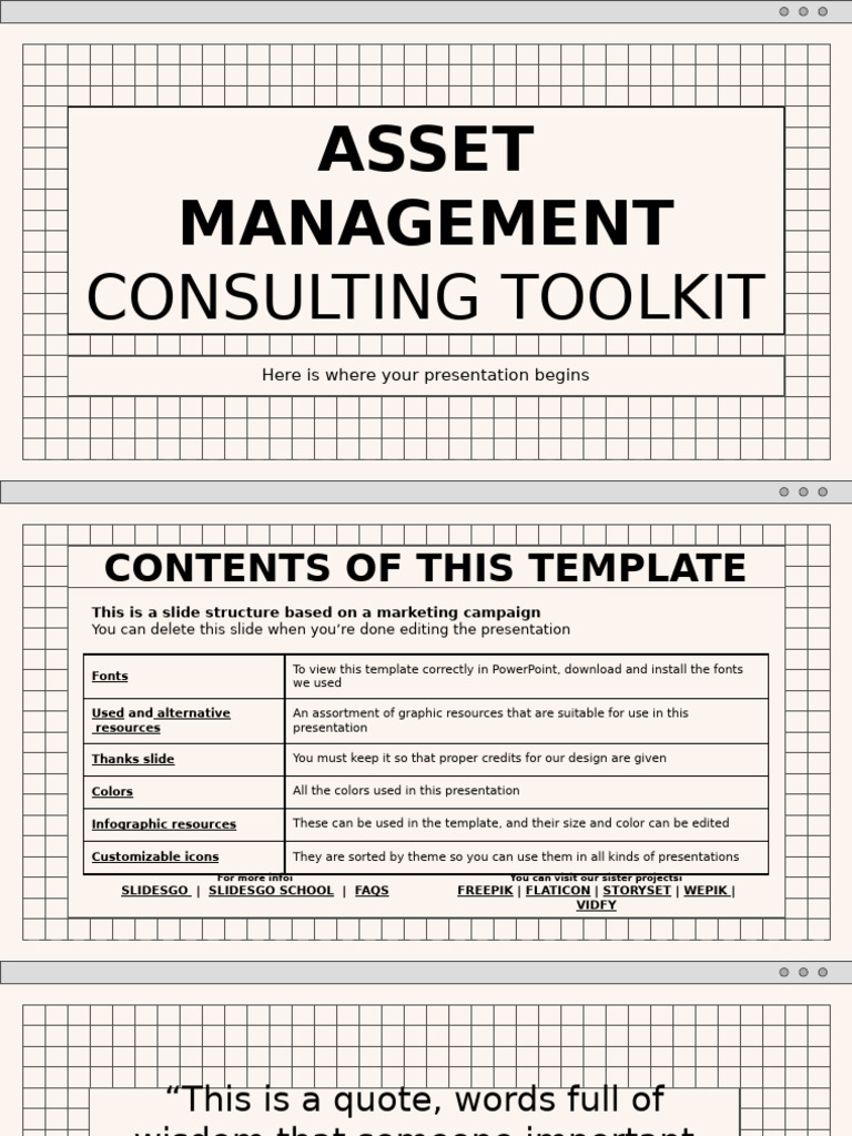 Asset Management Consulting Toolkit by Slidesgo | PDF