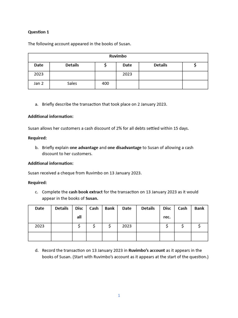 Cash Discount Questions | PDF