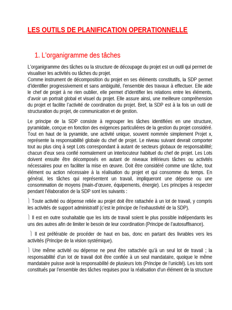 Les Outils de Planification de Projet | PDF