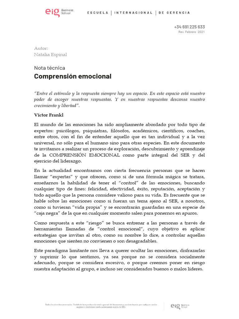 Comprensión Emocional | PDF | Las emociones | Aprendizaje