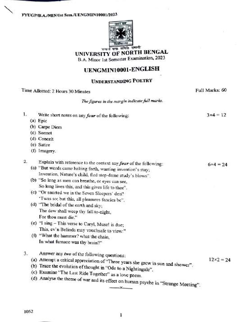 1st Sem Minor FYUGP 2023 DEC - Compressed | PDF