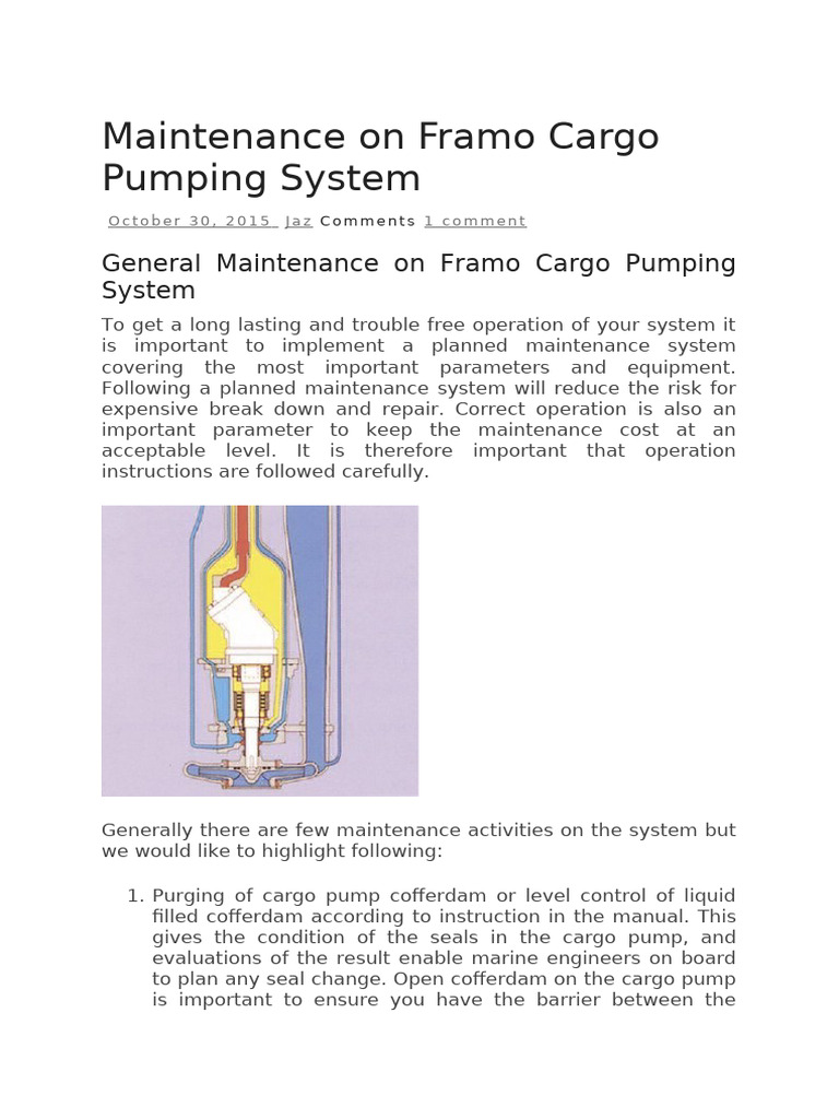 Maintenance On Framo Cargo Pumping System | PDF