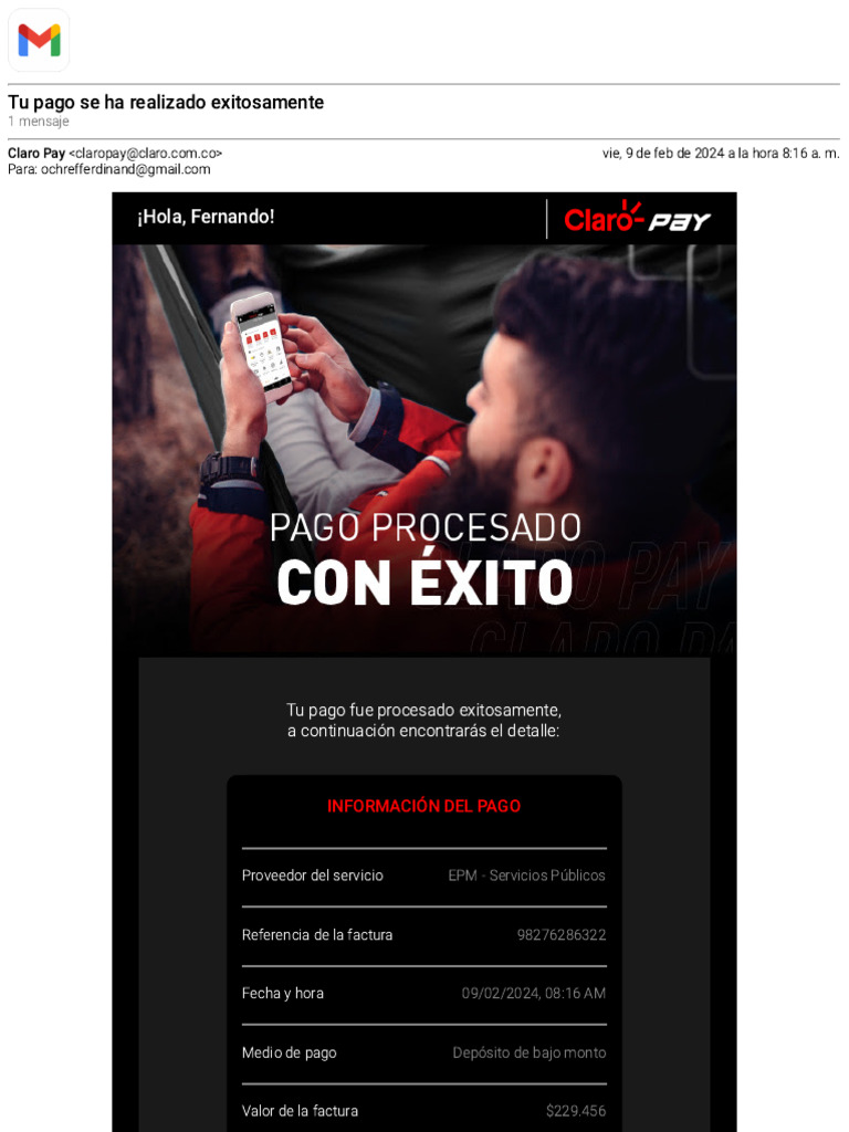 Factura EPM - Tu Pago Se Ha Realizado Exitosamente | PDF | Bancos ...
