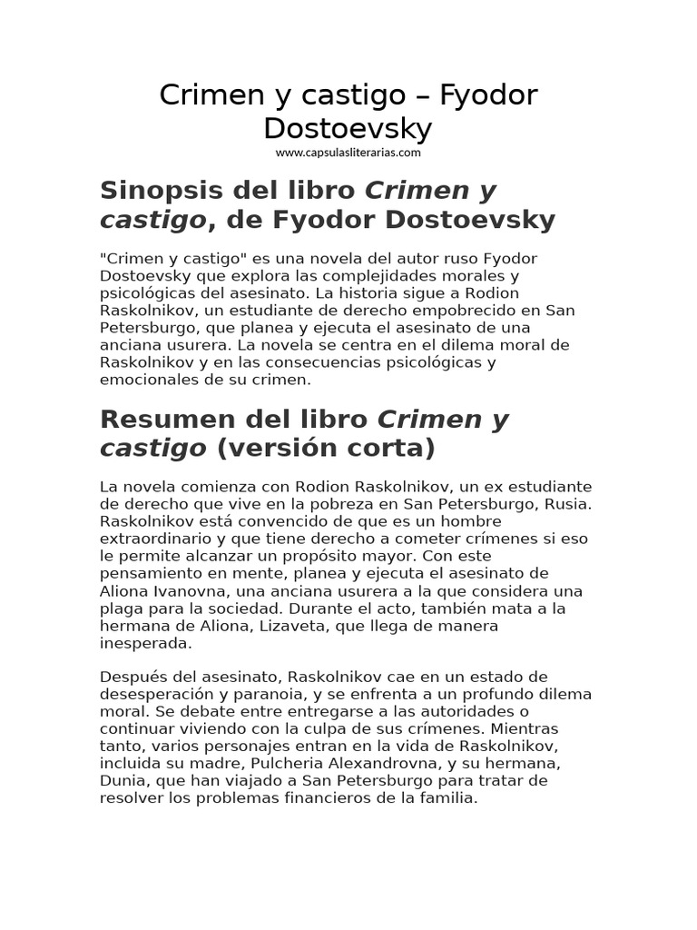 Resumen de Crimen y Castigo | PDF