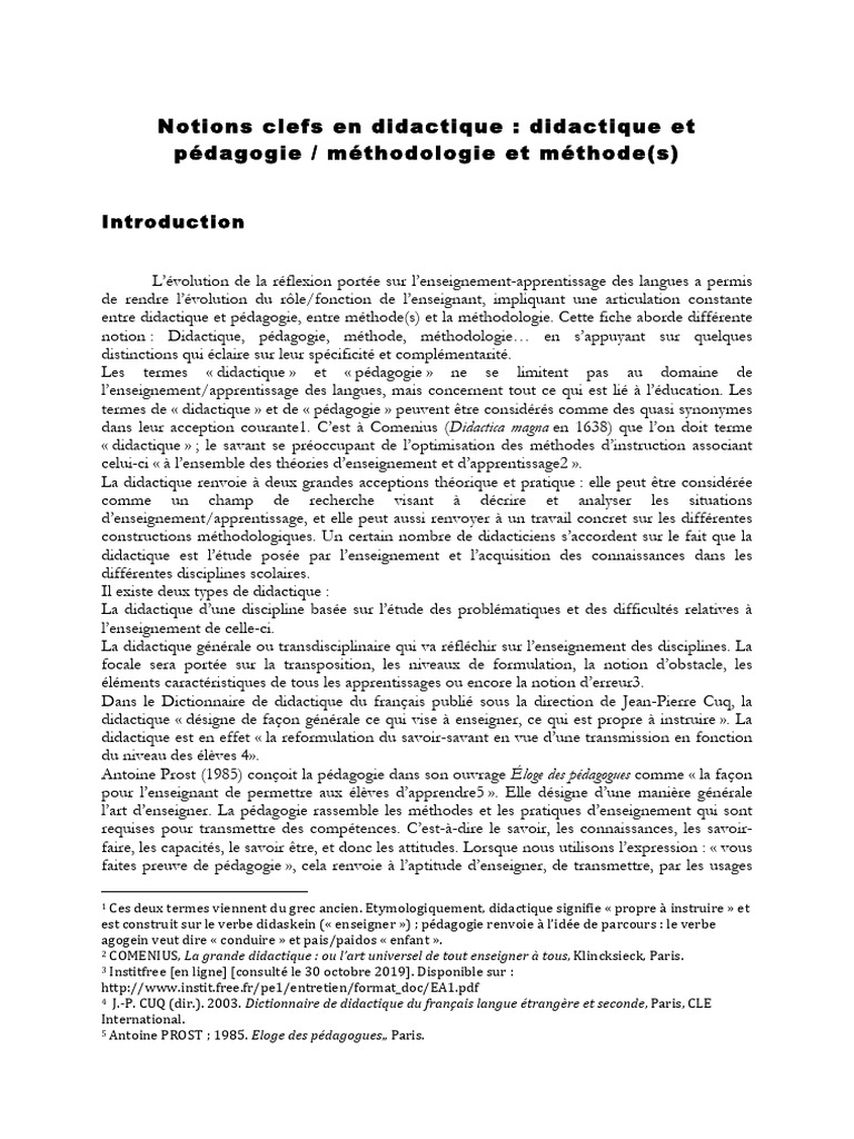 2didactique Et Pedagogie Methodologie Et Methode Pdf
