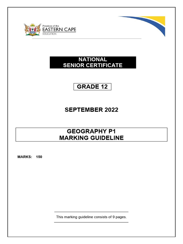 Geography p1 Memo Gr12 Sept 2022 - English | PDF