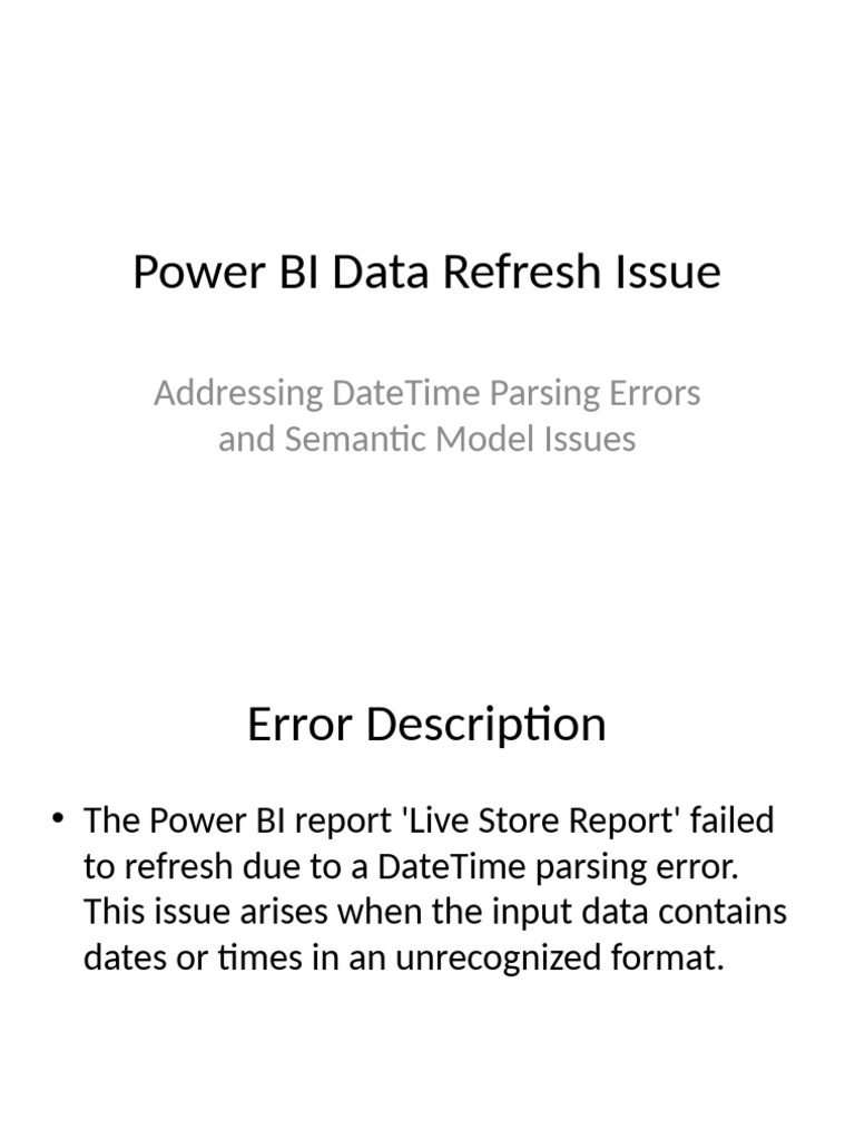 Power BI Data Refresh Issue | PDF