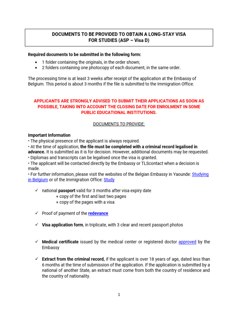 Visa Type Document Study Study ASP | PDF