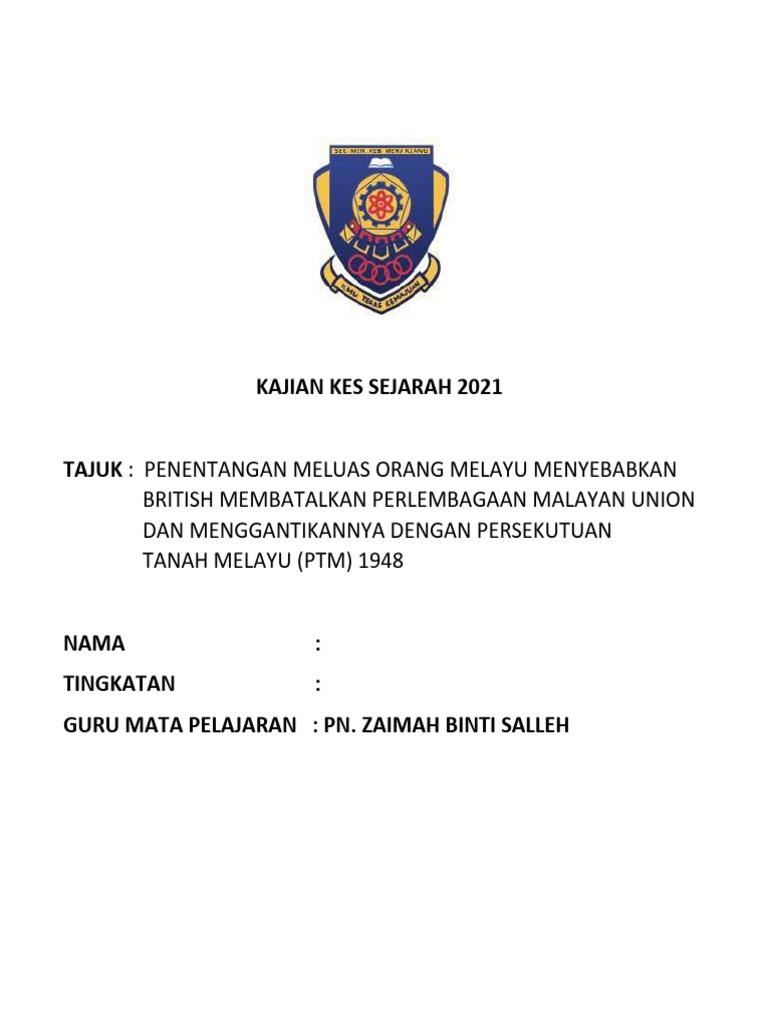 Kajian Kes Sej KSSM Ting 4 2021 | PDF