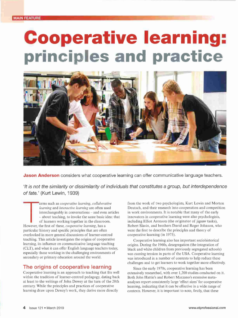 Anderson 2019 Cooperative Learning Principles and Practice | PDF