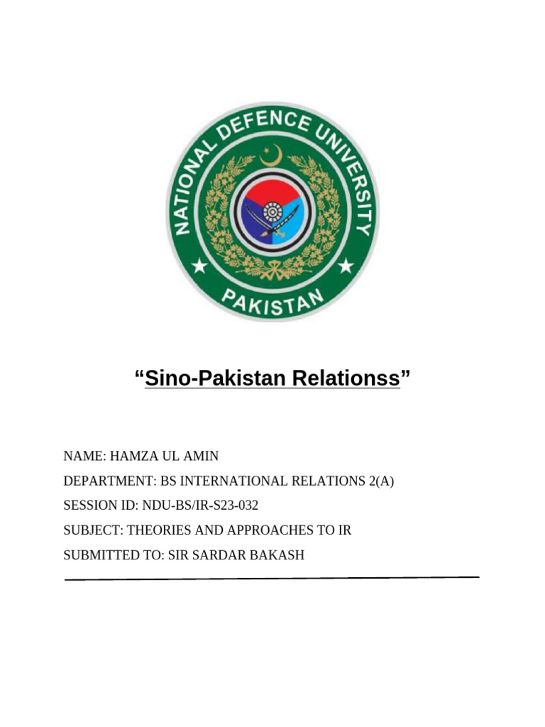 Sino-Pakistan - Hamza Ul Amin | PDF