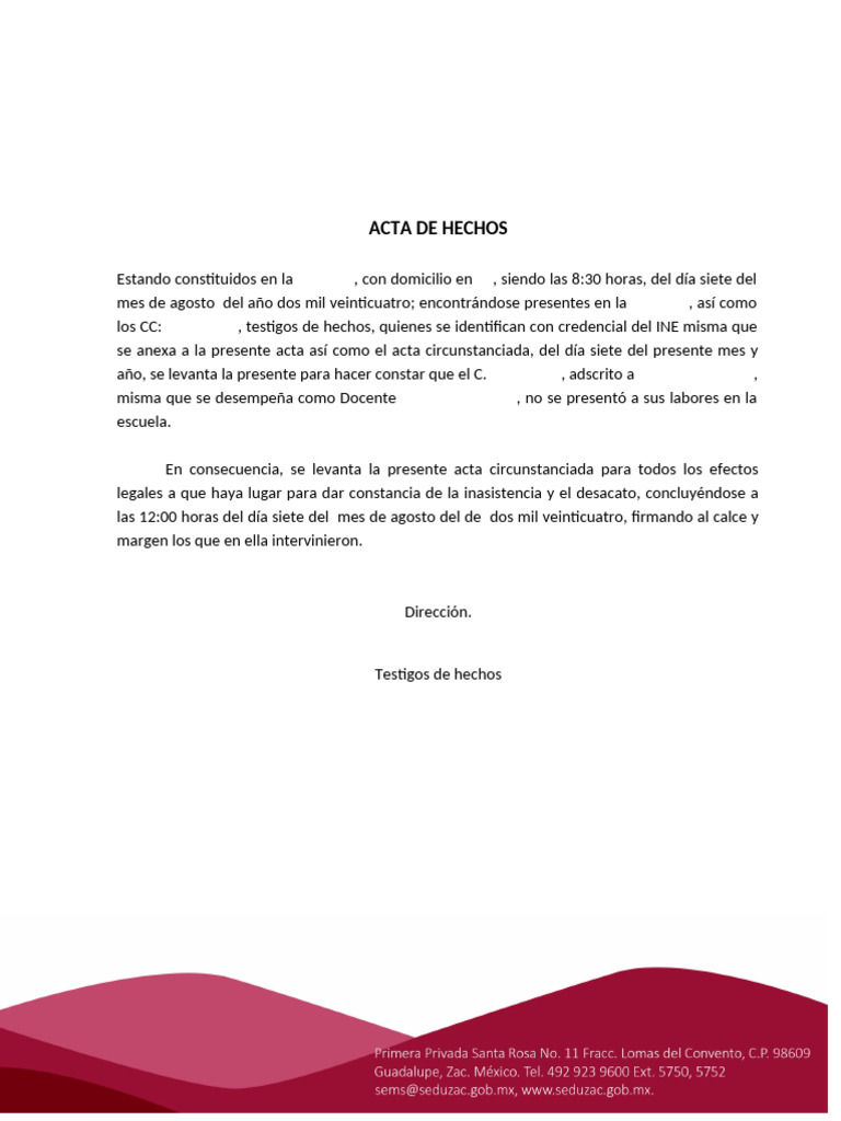 Acta de Hechos | PDF
