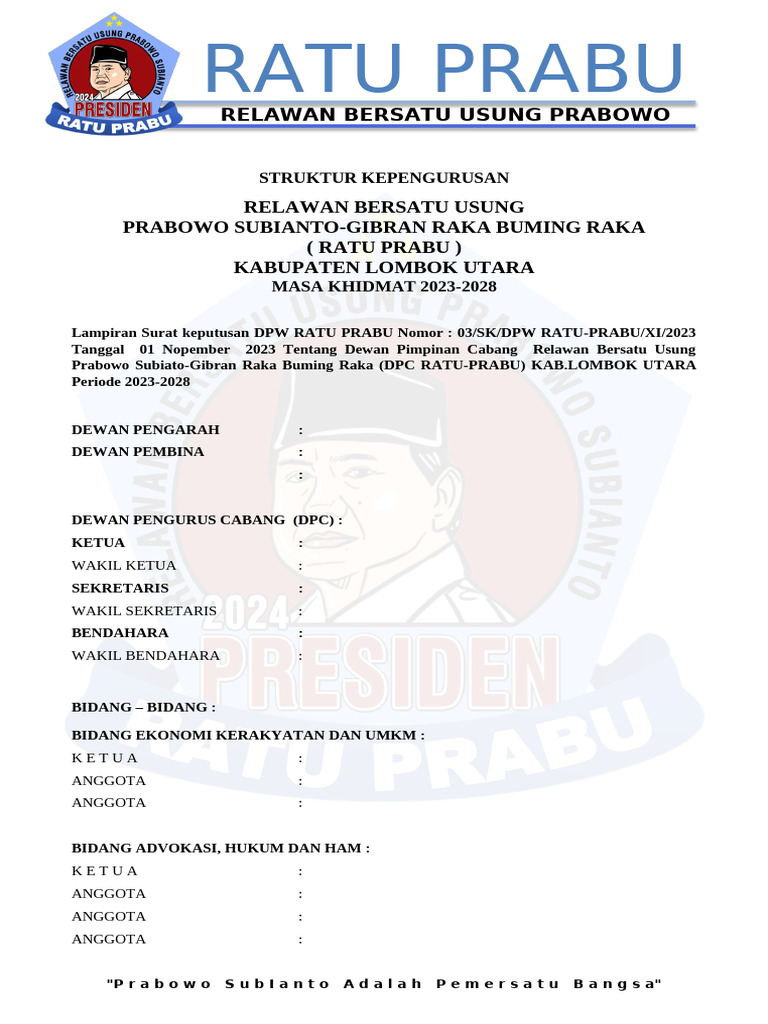 Ratu Prabu DPC KLU 2023-2028 | PDF