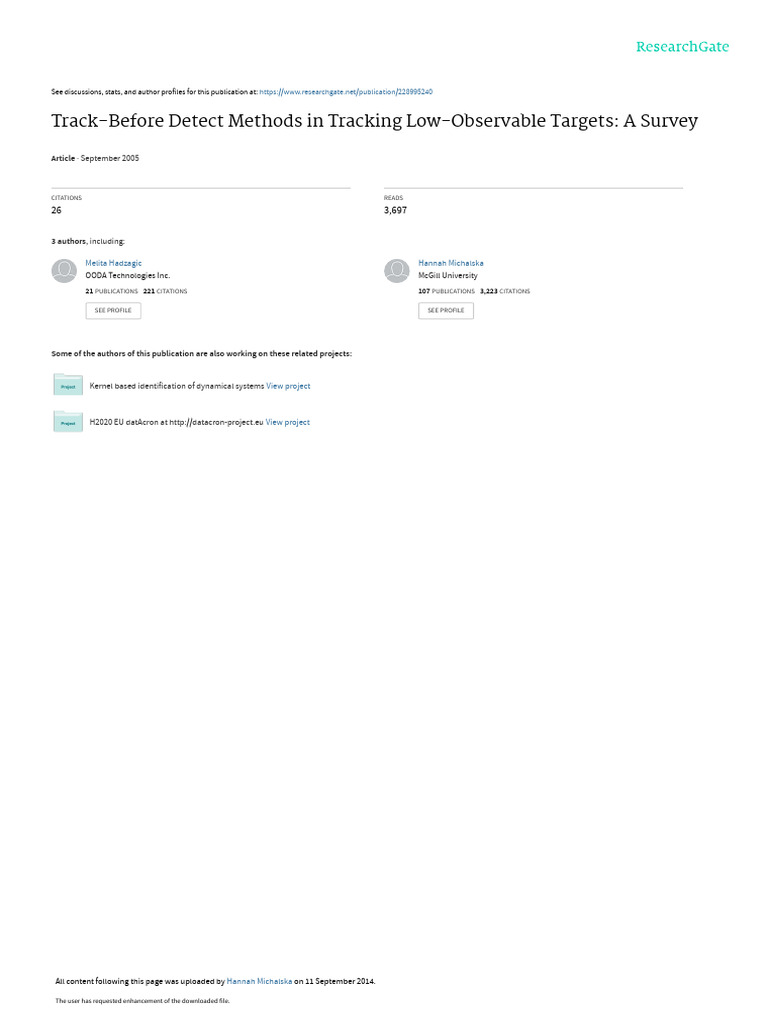 Track-Before Detect Methods in Tracking Low-Observ | PDF