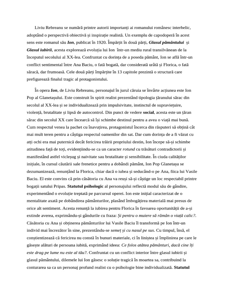 Caracterizare Ion | PDF