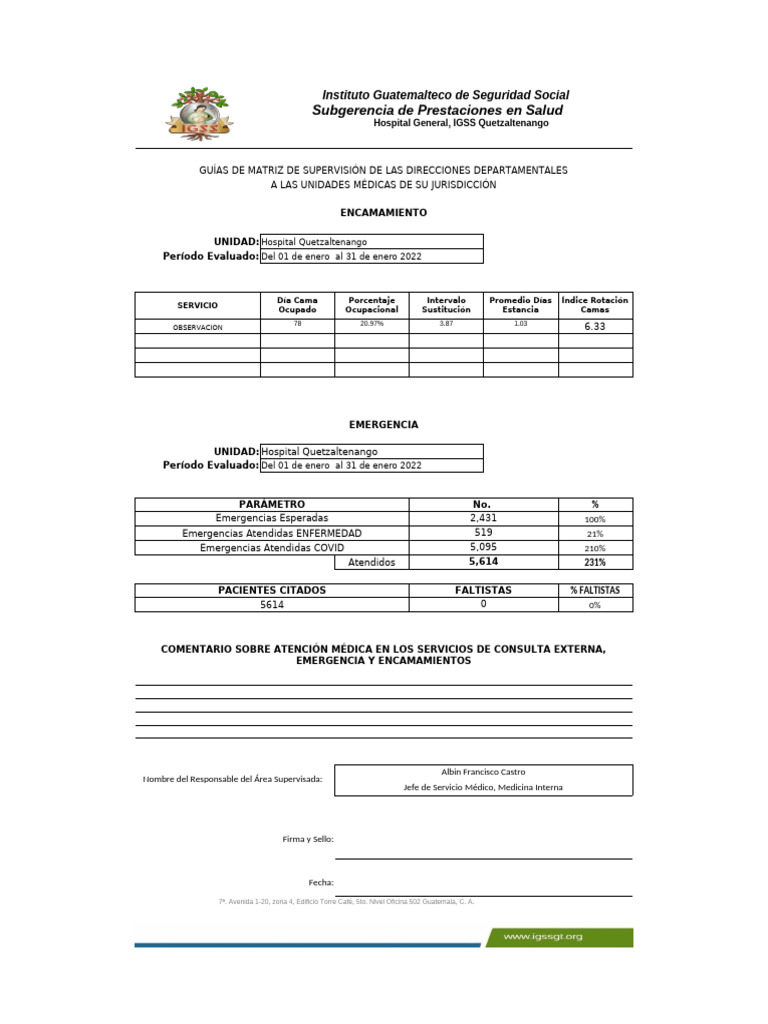 REAL Matriz EMER Y ENCAM ENERO-MAYO 2022 | PDF