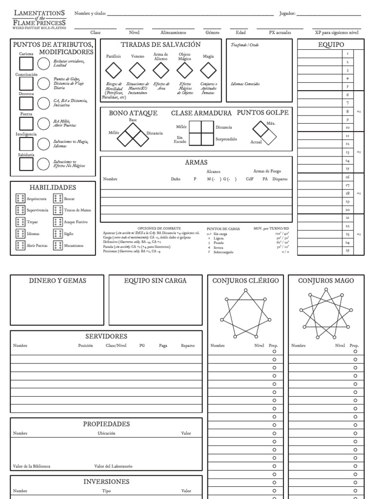 LotFP - Hoja de Personaje Horizontal | PDF