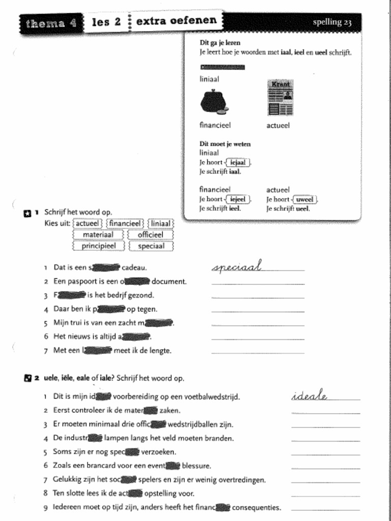 Oefenbladen Spelling Gr. 8 Thema 4 | PDF