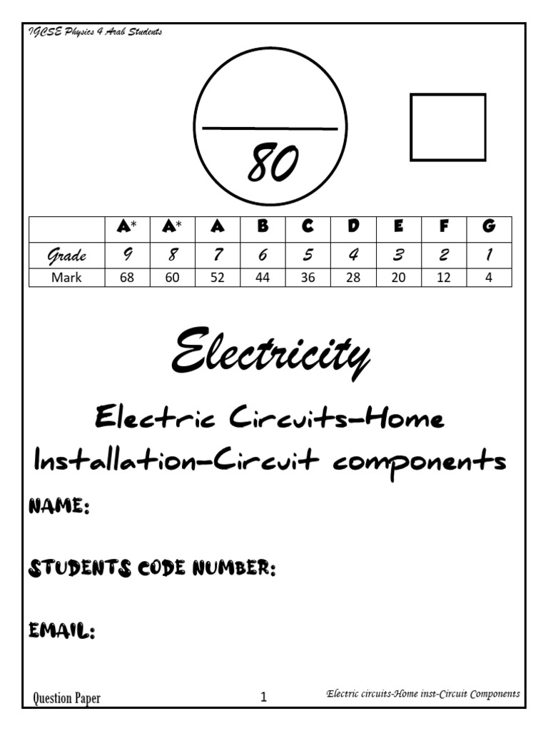 Week08 Electric Circuits-Home Inst-Circuit Components QP QR | PDF