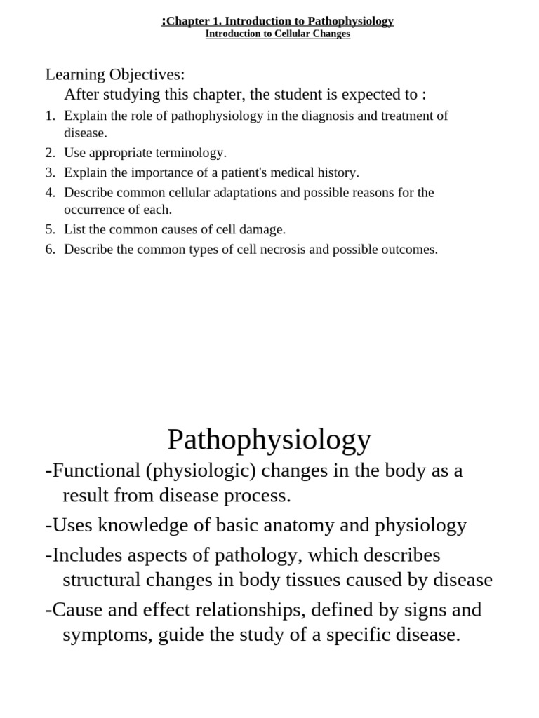 Pathophysiology Ch 01 Introduction Cell Injury Adaptaion Death Fall