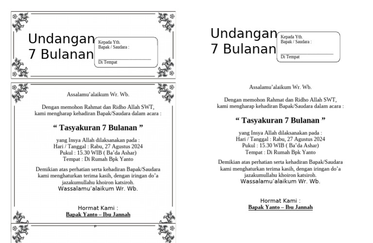 Tasyakuran 7 Bulanan | PDF