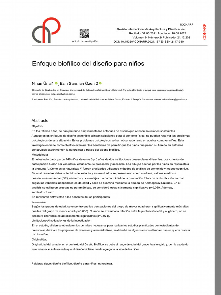 Biophilic Approach To Design For Children | PDF