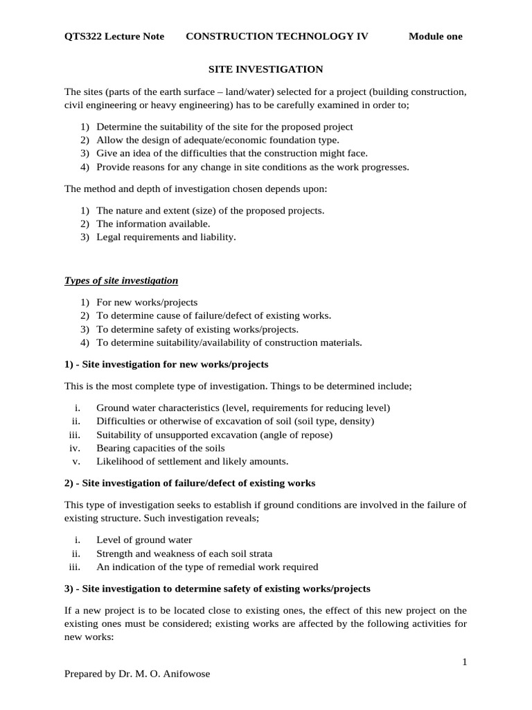 QTS322 Site investigation | PDF