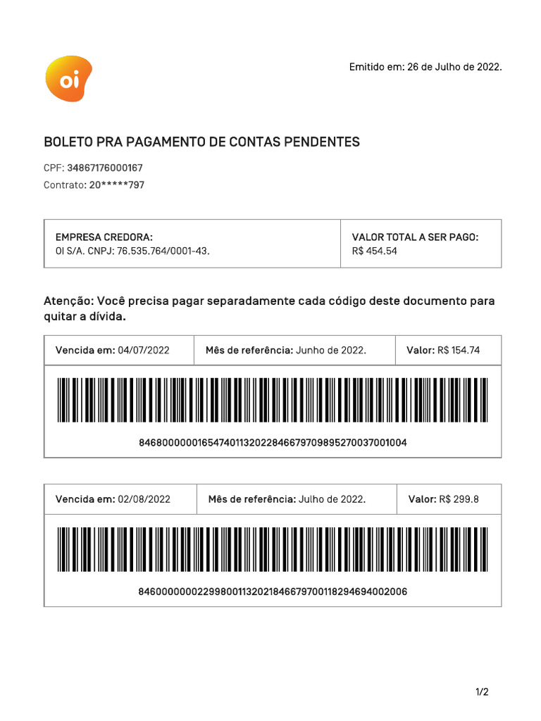 Boleto Oi Empresarial | PDF
