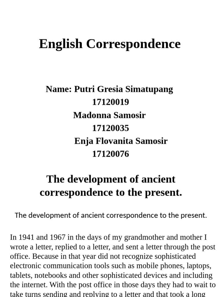 English Correspondence Team Putri Simatupang | PDF English Correspondence Team Putri Simatupang | PDF
