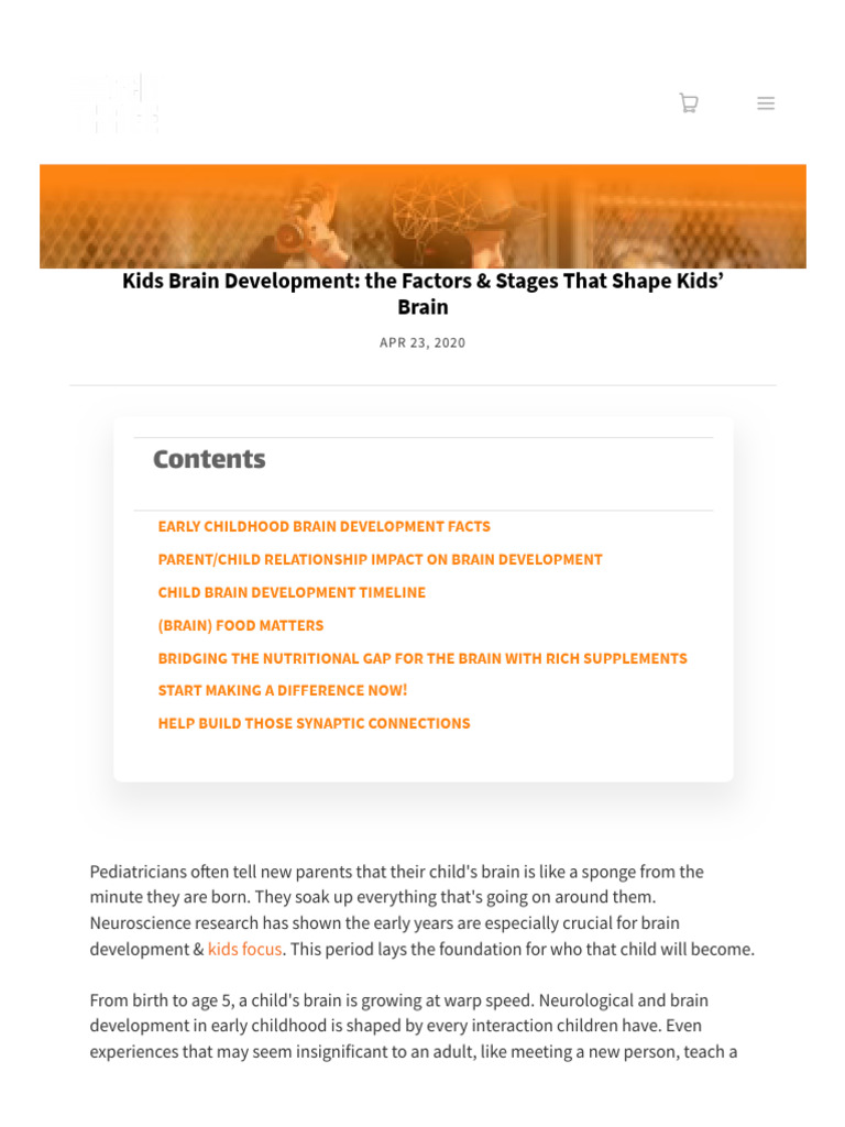 Child Brain Development Timeline (Factors & Stages) - Cover Three | PDF ...