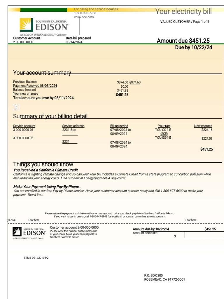 Electric Utility Bill 2024 | PDF