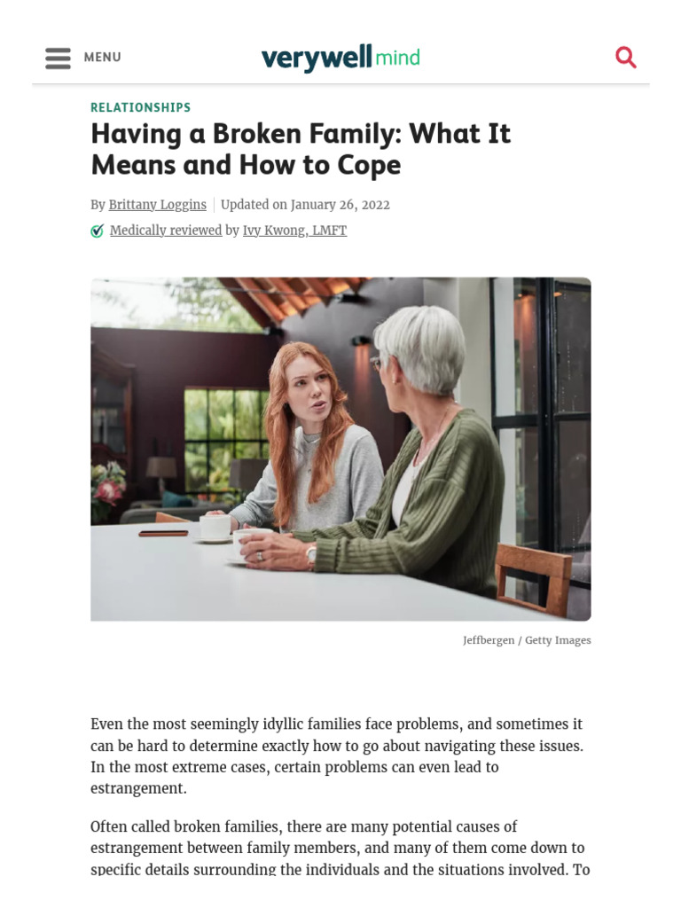 Having A Broken Family - What It Means and How To Cope | PDF | Mental ...