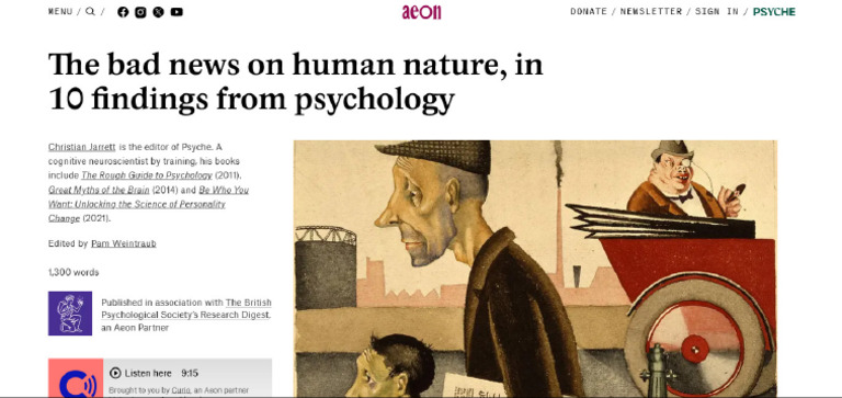 332 - The Bad News On Human Nature, in 10 Findings From Psychology ...