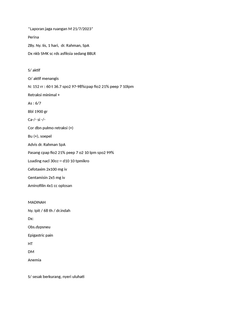 Laporan Jaga Ruangan | PDF