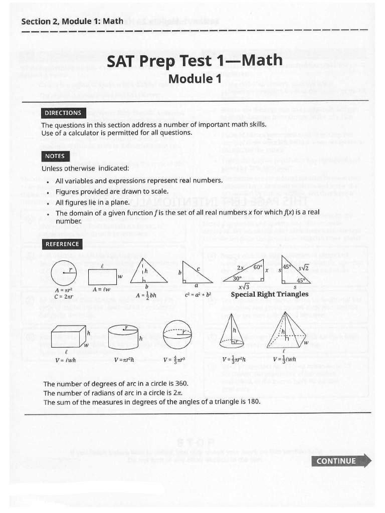 (P) DSAT Test 1 - Maths Module 1 | PDF