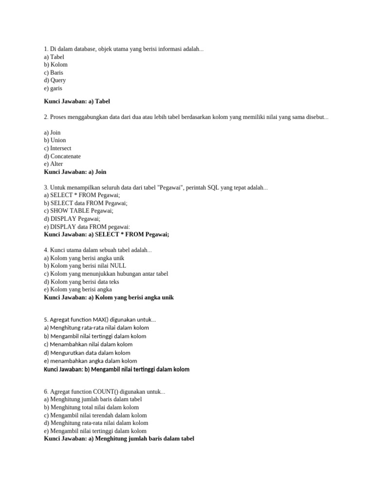 UH Basis Data Keas XII RPL | PDF | Sql | Databases