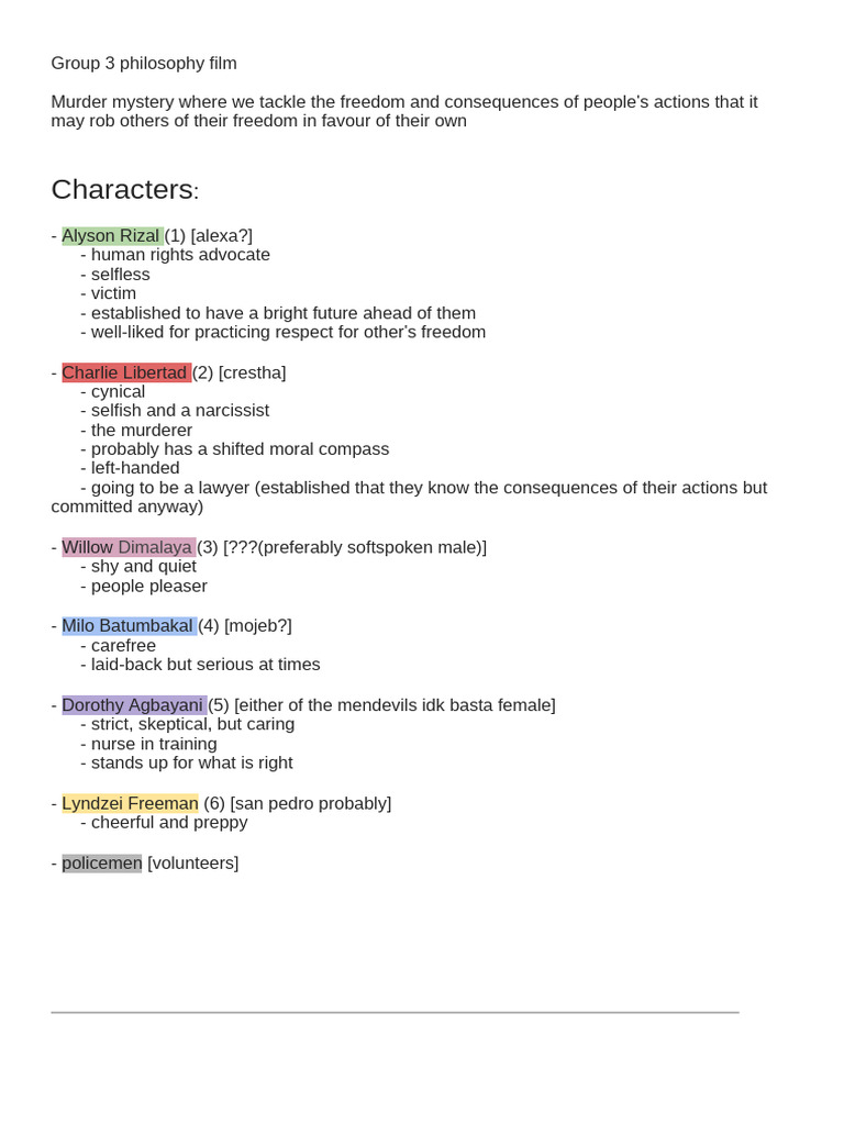 The Collar of Alyson Rizal Film Script | PDF