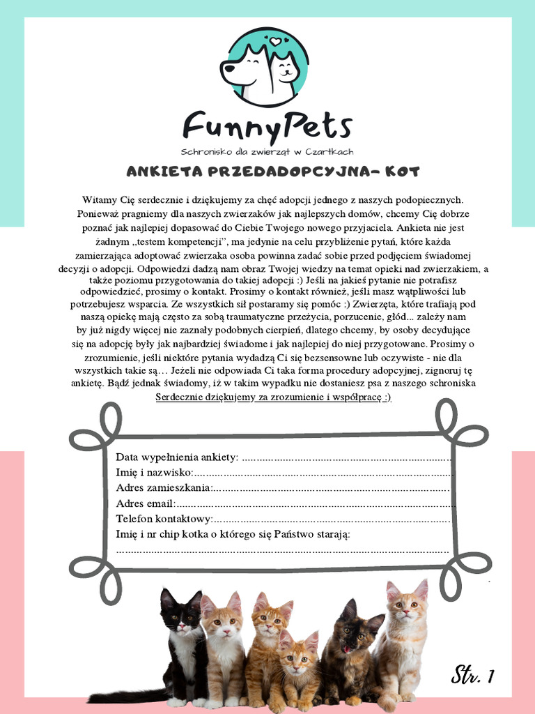 Ankieta-Adopcyjna-Kot 2 | PDF