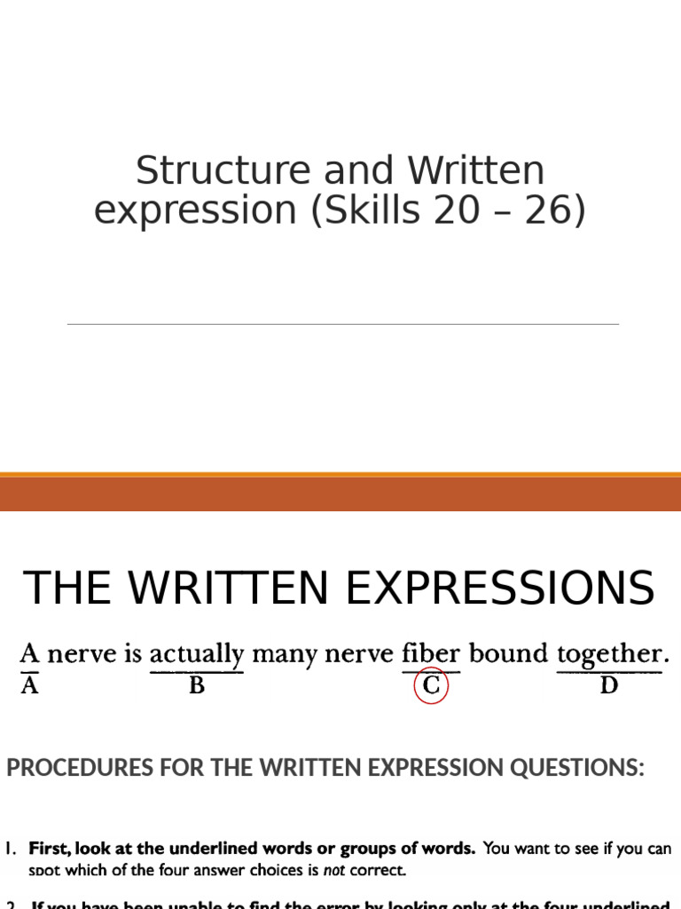 Structure and Written Expression (Skills 20 – 26) | PDF