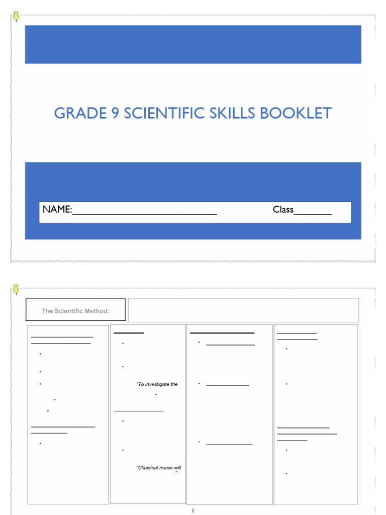 Science Skills Booklet Grade 9 | PDF | Experiment | Chart